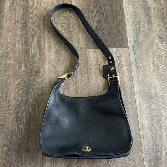 Coach | Bags | Coach Handbag Legacy Crescent Flap Black Shoulder Bag ...